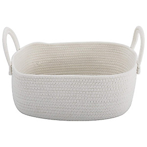 Patioer Storage Baskets Set of 4 - Woven Basket Cotton Rope Bin, Small White Basket Organizer for Baby Nursery Laundry Kid's Toy