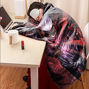 Gojo Satoru Anime Fleece Blanket,Jujutsu Kaisen Manga Ultra Soft Throw Blanket for Couch 80x60 inches
