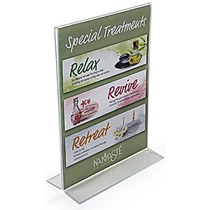 Menu Card Holder 5”w x 7”h x 2”d Clear Acrylic Vertical Picture Frame Holds 5”w x 7”h Images – Sold in Case Packs of 20 Units – Plexiglas Sign Display Advertises on Tables and Counters