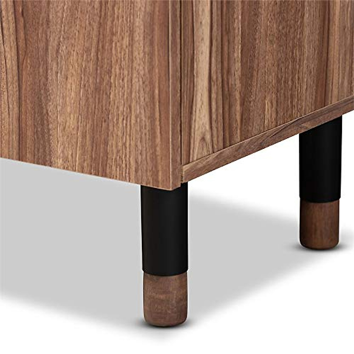 Baxton Studio Valina 2-Door Wood Shoe Storage Cabinet with Drawer in Oak-Black
