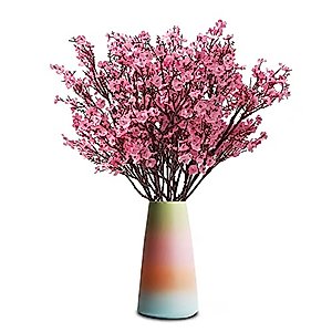 EOOLEOW Artificial Flowers Cherry Blossom Decor - 8 Pcs 19.7 Inch Fake Silk Flowers (Not Include Vase), Faux Flowers Bouquet for Home Decor Indoor (Pink)