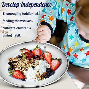 HaWare 6-Piece 18/8 Stainless Steel Plates, Metal 304 Dinner Dishes for Kids Toddlers Children, 9 Inch Feeding Serving Camping Plates, Reusable Dinnerware, Shatterproof & Non-toxic, Dishwasher Safe