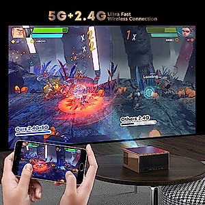 Projector with 5G WiFi and Bluetooth,XIDU 16000 Lumen Native 1080P Outdoor Movie Projector Support 4K,Home Theater Bluetooth Projector,Compatible with HDMI/USB/Laptop/iOS /Android Rose Brown