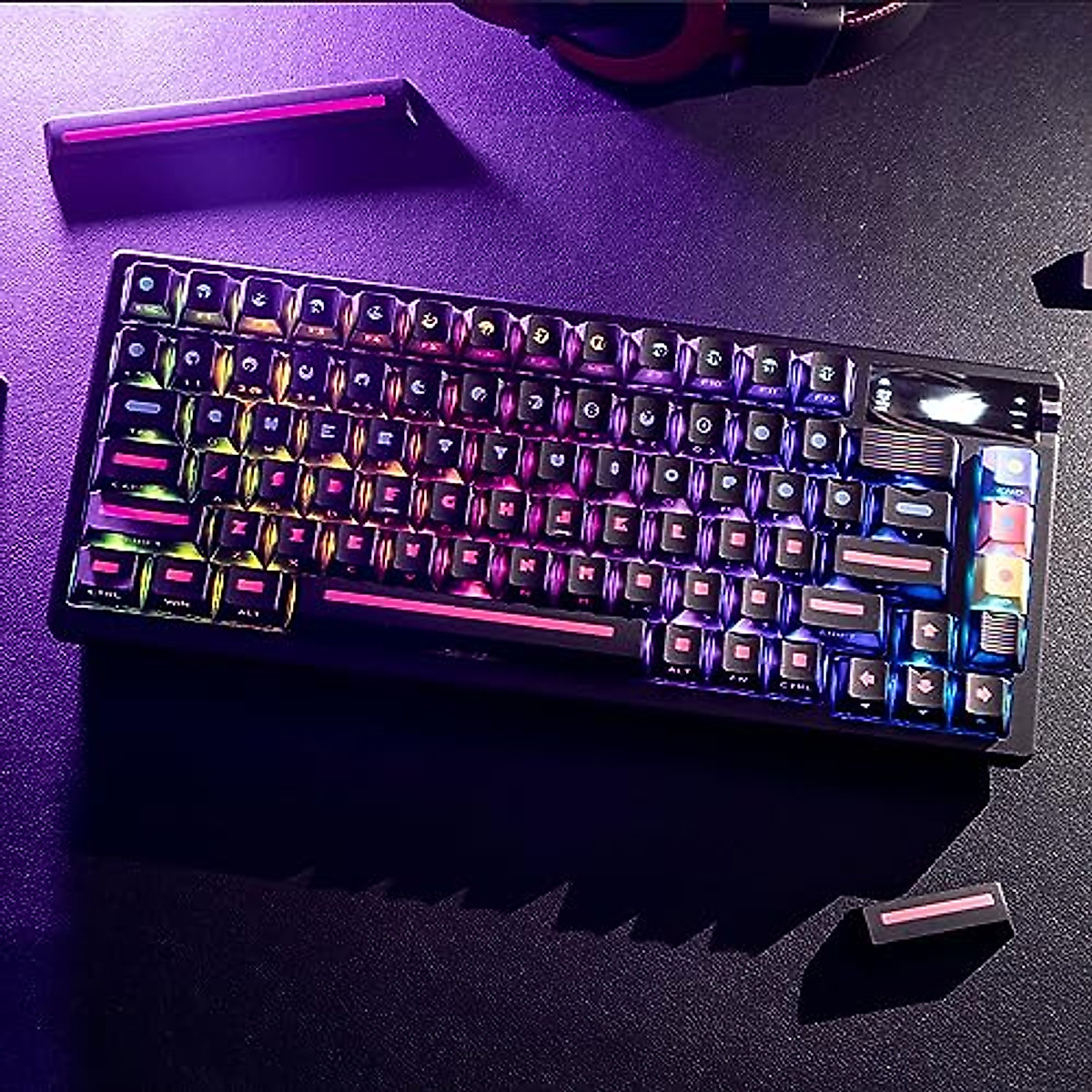 Keycaps PBT Keycap 117 Key Set for Mechanical Keyboards Multiple Color Styles English (US) Layout (Multicolor-Black)