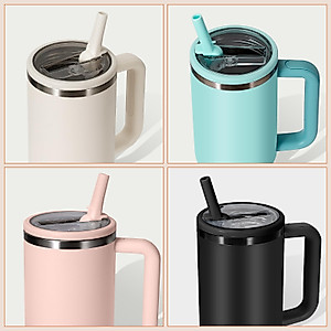 ANTAND 2 Pack 40 oz Tumbler Flip Straw Lid Replacement Fit for Stanley Quencher, Leak Proof for Stanley Lid Replacement Spill Proof Reusable Tumbler Cover Compatible with 40oz Stanley Cup Accessories