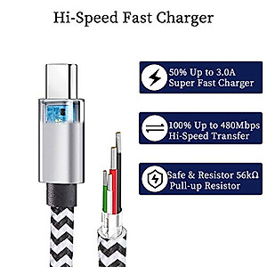 QQLIKE USB Type c Cable, 5 Pack (6FT) Nylon Braided USB C Cable 3A Fast Charging Cord for Samsung Galaxy S9 S8 Note 9 Note 8 Galaxy Note 20 10 S21 S20 S10 Plus C Cord Type C Cable