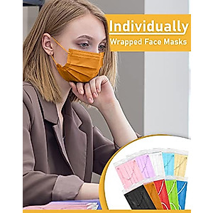 TeNice Masks Disposable 100 Pack, Individually Wrapped Colorful 4 Ply Face Mask for Adults Extra Protection, ASTM Level 3 Medical Grade with 10 Vibrant Colors
