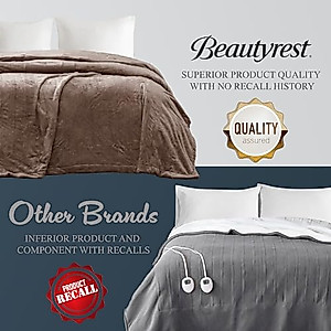 Beautyrest Heated Electric Blanket for Cold Weather, Fast Heating Heated Blanket, Auto Shut Off, Virtually Zero EMF, Multi Heat Setting, UL Certified, Mink Throw (60 inx70 in)