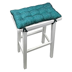 Hayden Turquoise Saddle Seat Bar Stool Cushion - Latex Foam Fill, Reversible, Machine Washable - for Gaucho - Satori - Saddle Stools - (Aqua Heathered)