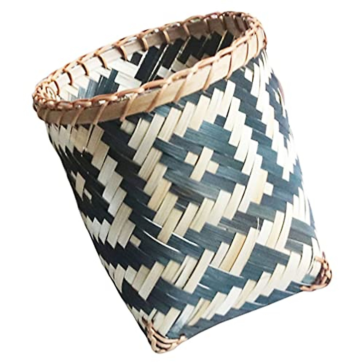 jojofuny Woven Basket Trash Can Round Rattan Waste Basket Planter Woven Storage Baskets Wicker Wastebasket Garbage Container Bin for Bathroom Bedroom Home Office