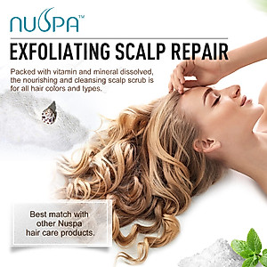 Nuspa Peppermint Sea Salt Scalp Scrub, Natural Scalp Exfoliator, Dandruff Dry Scalp Treatment Shampoo with Moisturizing Jojoba Oil and Avocado Oil, Cruelty-free