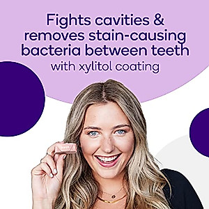 BURST Refillable Dental Floss Dispenser Set - Mint Eucalyptus Aroma - Expanding Floss - Stain-Absorbing, Woven Tooth Floss - White Case + 32 Yards Charcoal Floss