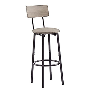 CKLMMC 5 Piece Industrial Bar Table Set,Pub Bistro Table and PU Upholstered Stools with Backrest, Counter Height Dining Table Set for Kitchen Small Space (Grey# Set of 5)