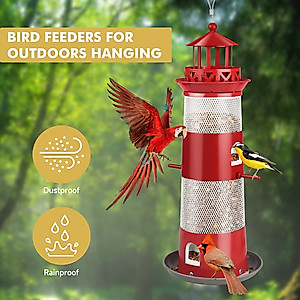 Decflow Bird Feeders for Outdoors Hanging, Wild Bird Feeders for Outside Squirrel Proof, Metal Bird Seed Feeder for Small Birds, 4 lbs Large Capacity for Cardinal, Finch, Sparrow, Blue Jay.