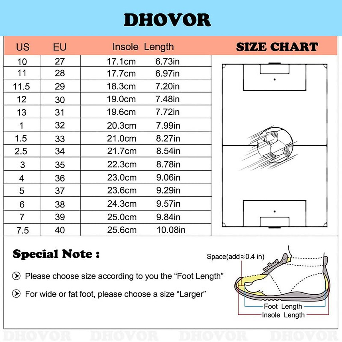 DHOVOR Boys Girls High-Top Soccer Cleats Youth Football Cleats Comfortable Indoor Soccer Shoes for Kids Outdoor/Indoor/Competition/Unisex