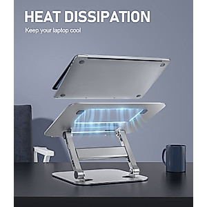 AOEVI Laptop Stand with Stable Support, Adjustable Laptop Riser for Desk, Aluminum Computer Stand Notebook Holder Compatible with MacBook Air Pro, Dell XPS, HP, Lenovo, Silver