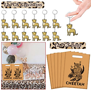 Lcnjscgo Cheetah Party Favors Cheetah Theme Slap Bracelets Key Chains Badge Temporary Tattoos Gift Bags for Kids Jungle Leopard Cheetah Birthday Party Baby Shower Safari Party Supplies