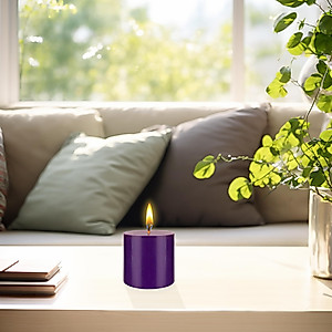 Mega Candles 1 pc Unscented Purple Round Pillar Candle, Hand Poured Premium Wax Candles 3 Inch x 3 Inch, Home Décor, Wedding Receptions, Baby Showers, Birthdays, Celebrations, Party Favors & More