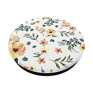 Yellow Blue Floral Flowers Pattern PopSockets PopGrip: Swappable Grip for Phones & Tablets
