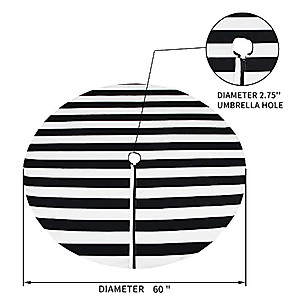 INFBLUE Tablecloth Waterproof Spillproof Polyester Fabric Table Cover with Zipper Umbrella Hole for Patio Garden (60" Round, Zippered, Black Stripe)