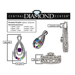 Central Diamond Center Yours Infinity Mother & Child Necklace 1 to12 stones w/ 1.00mm 22" Adj. Chain - Platinum Plated