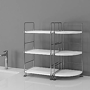 3-Tier Bathroom Countertop Storage Organizer Cosmetic Makeup Vanity Tray Kitchen Spice Rack Standing Shelf, Silver