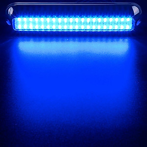 HUSUKU SOOP3 PRO 6.7" 2000LM 60LED Waterproof 316 Stainless Steel Trim Ring Boat High-Intensity LED Underwater Light Clear Lens Pontoon Marine/Boat Transom (Blue)