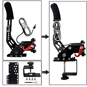Obokidlyamor 64Bit PC USB Handbrake For 2 IN 1 Compatible with PS4/PS5 Console Controller and PC system; Work on For Logitech G29 Racing Steering wheel (With Clamp & Plate, Black)