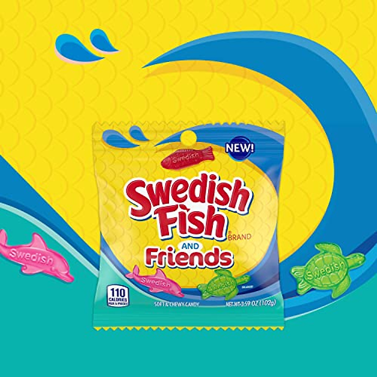 SWEDISH FISH and Friends Soft & Chewy Candy, 12-3.59 oz Bags