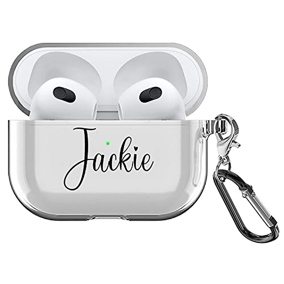 AIPNIS Personalized Case Compatible with AirPods 3,Custom Name Gift Shock Absorption Soft Clear TPU for Airpods 3rd Generation 2021 Cover,with Keychain