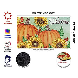 Toland Home Garden 800496 Welcome Sunflowers Fall Door Mat 18x30 Inch Pumpkin Outdoor Doormat for Entryway Indoor Entrance