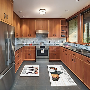 HOLVDENG Halloween Gnome Kitchen Mat Set of 2 Non Slip Thick Kitchen Rugs and Mats for Floor Comfort Standing Mats for Kitchen, Sink, Office, Laundry, 17"x47"+17"x28"