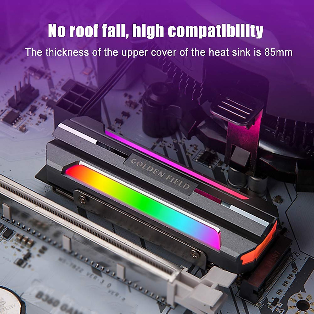 CALIDAKA M.2 2280 Heatsink Cooler,SSD Heatsinks ARGB Thermal Pad 5V 3pin Radiator M.2 SSD Cooling Sink,Solid State Disk Radiator for 2280 M.2 SSD