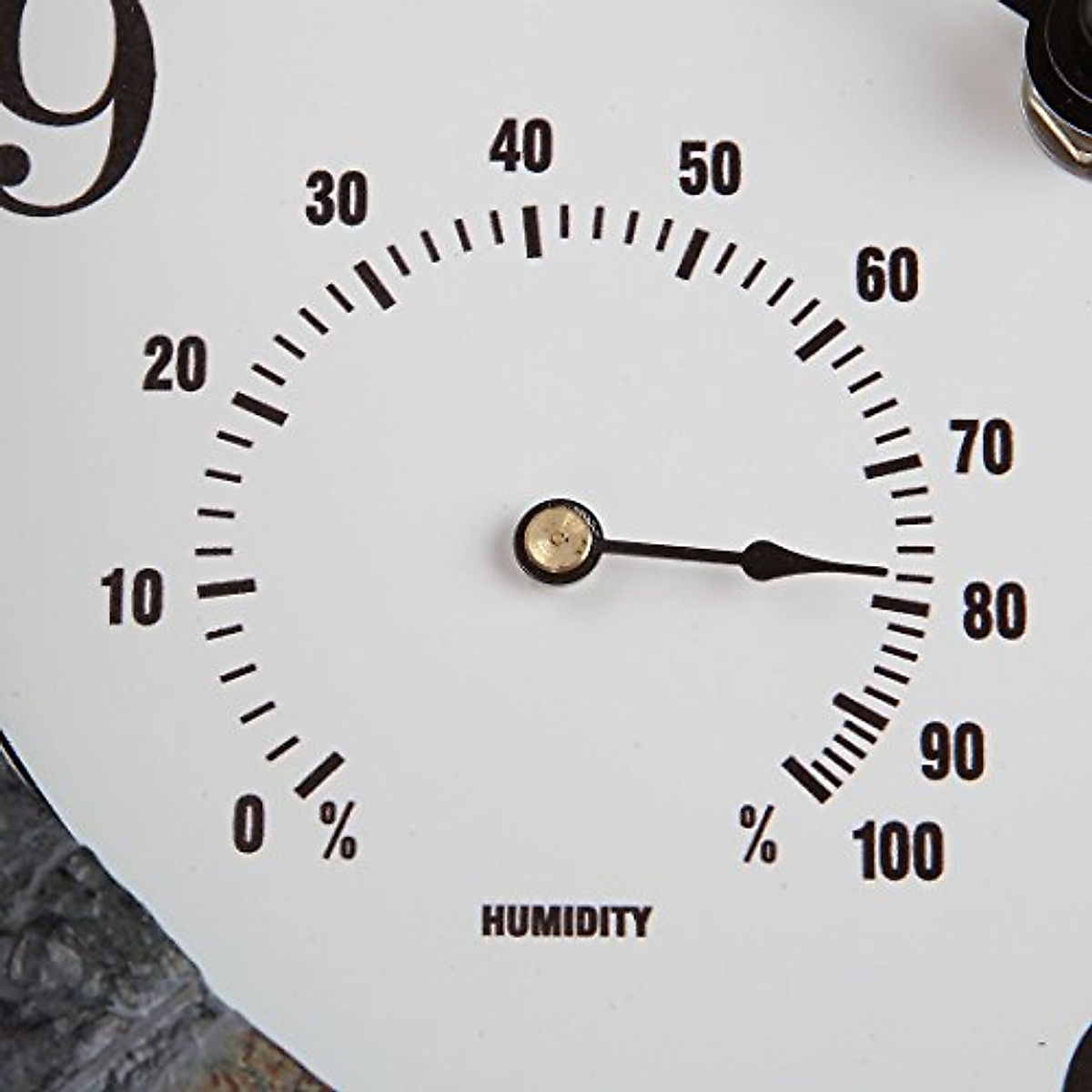 Lily's Home Hanging Wall Clock, Includes a Thermometer and Hygrometer and is Ideal for Indoor and Outdoor Use, Faux-Slate (10 Inches)