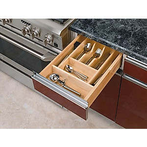 Cut-To-Size Insert Wood Cutlery Organizer for Drawers - 4WCT-1 - 14-5/8"W x 22"D x 2-7/8"H - Natural