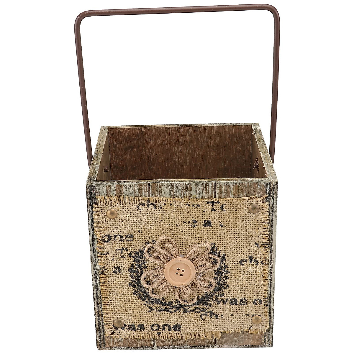 CIYODO 1pc Craft Table Bouquets Square Wedding Ornament Pot Outdoor Flowerpot Pots Wood Handle Patio Indoor Vase Plant Flower Windowsill Natural Center Window Home Bonsai Container