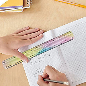 zofikol 2 Pcs Flexible Ruler 12 Inches Bendable Ruler Soft Ruler for Kids Students Inches and Metric Ruler for Schools, Homes, Offices