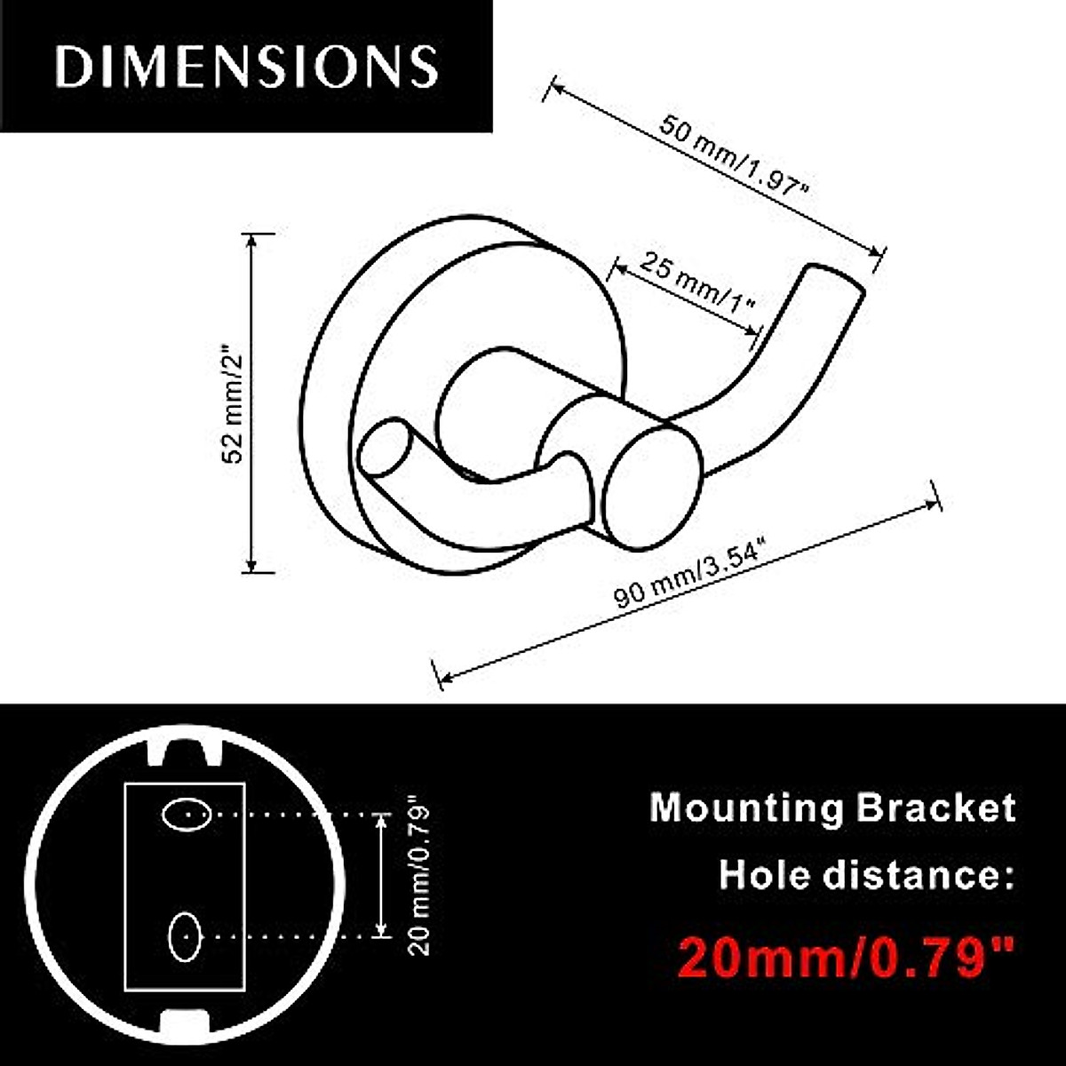 MARMOLUX ACC - Black Bathroom Hooks for Towels | Modern Black Hooks, Double Robe & Towel Hooks Ideal as Bathroom Towel Holder, Shower Wall Hook, Kitchen Hand Towel Holder