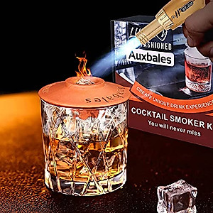 Cocktail Smoker Kit with Torch & 6 Flavors Wood Chips, Bourbon Whiskey Smoker Infuser Kit, Old Fashioned Drink Smoker Kit, Birthday Bourbon Whiskey Gifts for Men, Dad, Husband (Without Butane)