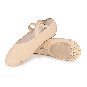 Bezioner Girls Canvas Ballet Shoes Ballet Slipper for Kids Women Yoga Shoes for Dancing-Ballet Pink (Size 7 Adult)