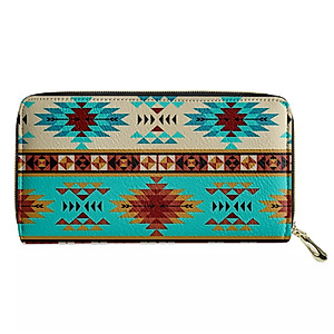 Poceacles Polynesion Print Women Men Wallets with Zipper Cluth, Fashion Waterproof Purse for Traveling Card Cases Money Organizer Bags Change Purse