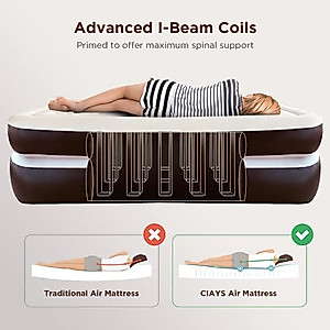 Ciays Camping Air Mattress Leak Proof Airbed with USB Rechargeable Pump Queen Air Mattress with Carrying Bag for Home Camping SUV Truck RV Tent