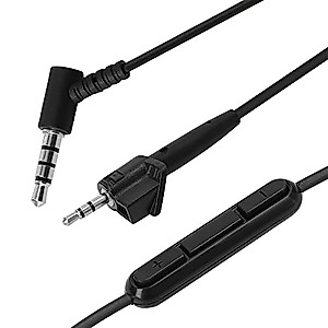 kwmobile Headphone Cable for Bose Around Ear AE2 / Around Ear AE2i / AEII - 150cm Replacement Cord with Microphone + Volume Control - Black