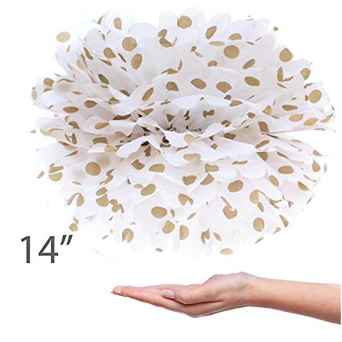 Vidal Crafts 20 Pcs Tissue Paper Pom Poms Kit (14", 10", 8", 6" Tissue Paper Flowers) for Wedding, Birthday, Engagement Party Décor, Gender Neutral Baby Shower, Boy or Girl Nursery Decoration