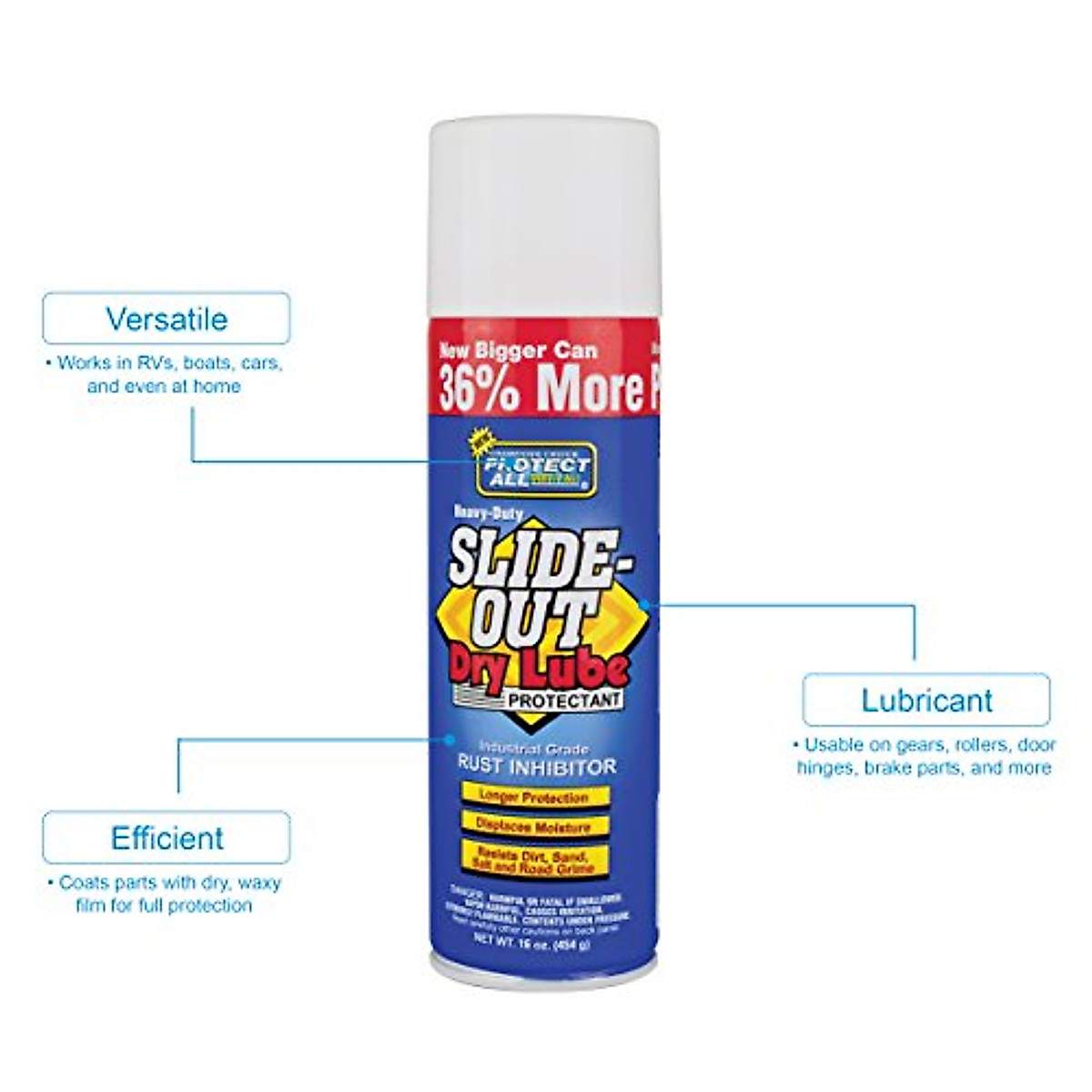 Slide-Out Dry Lube Protectant - 16 oz - Protect All 40003 , White