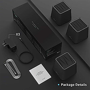 Meshforce Mesh WiFi System M3s Suite (Set of 3, Midnight Black) - Gigabit Dual Band Mesh Network, Wireless Internet System for Home, WiFi Coverage up to 6+ Bedrooms