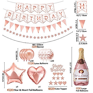 229 Pack Rose Gold & White Party Supplies Rose Gold Birthday Party Decorations Happy Birthday Dinnerware Set Rose Gold Paper Plates, Balloons, Tableclothes, Banner, Garland, Napkin, Cups Serves 20