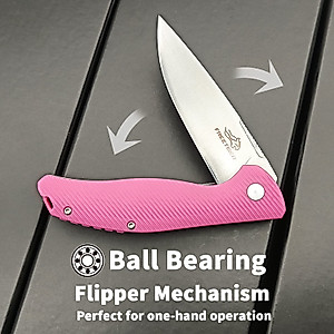 FreeTiger FT801 Folding Pocket Knife Sharp Sanding Stainless Steel Blade with Pocket Clip Camping Survival Tactical Outdoor Cheap Pocket Knife(Pink)