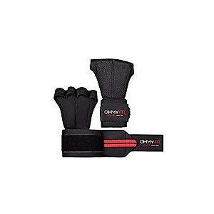 OHMY FIT All-in-One Wrist Wrap Glove: Elevate Your Workout with Ventilation, Callus Prevention & Wrist Support - 22" L x 3" W. Ideal for Powerlifting, Strength Training, CrossFit. (Medium)