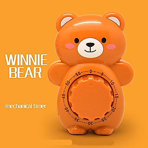 Golandstar Cute Cartoon Bear Timers 60 Minutes Mechanical Kitchen Cooking Timer Clock Loud Alarm Counters Manual Timer (Brown)